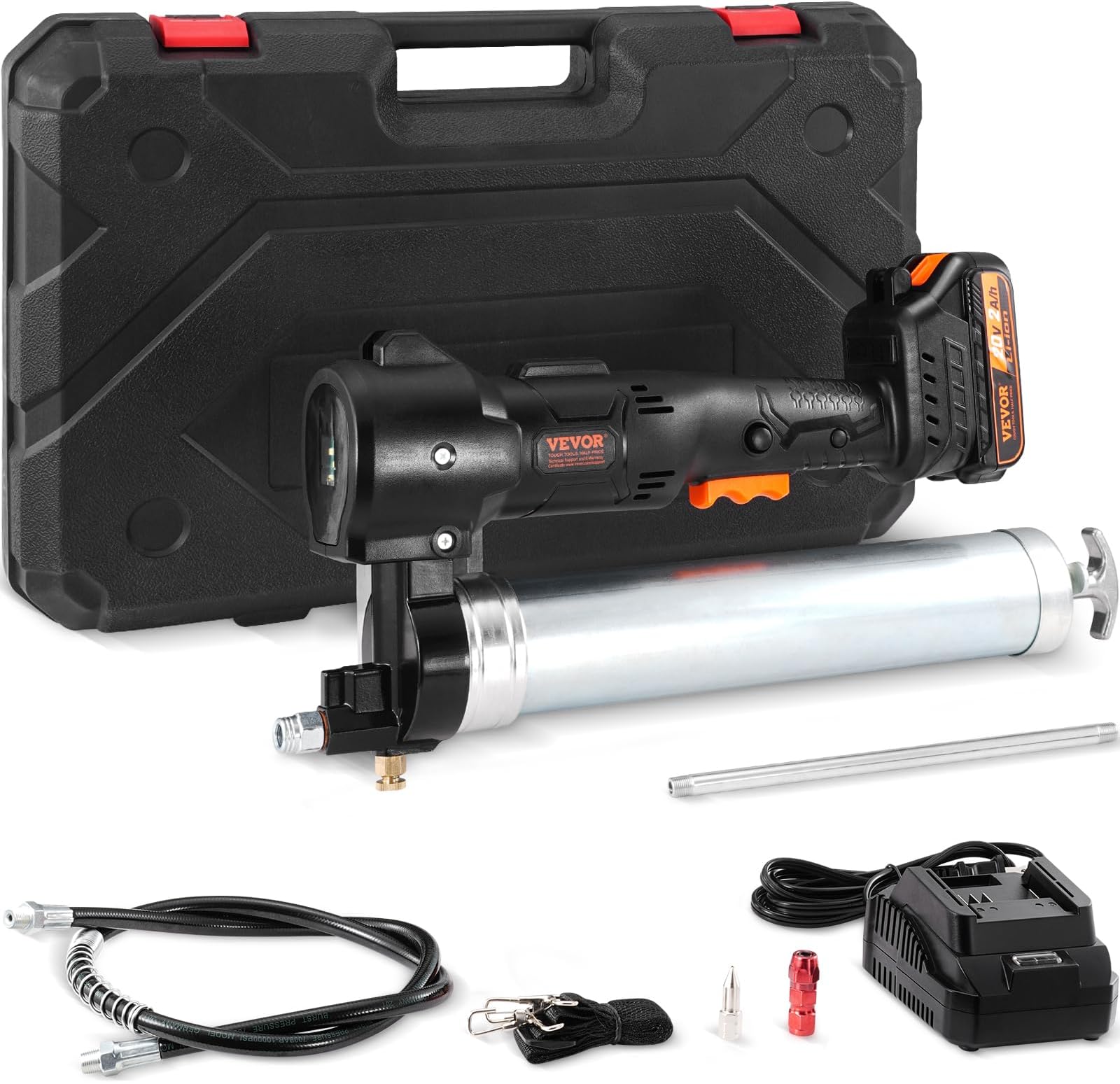 Amazon.com: VEVOR Cordless Grease Gun, 20-Volt, 10,000 PSI, 39" Long ...