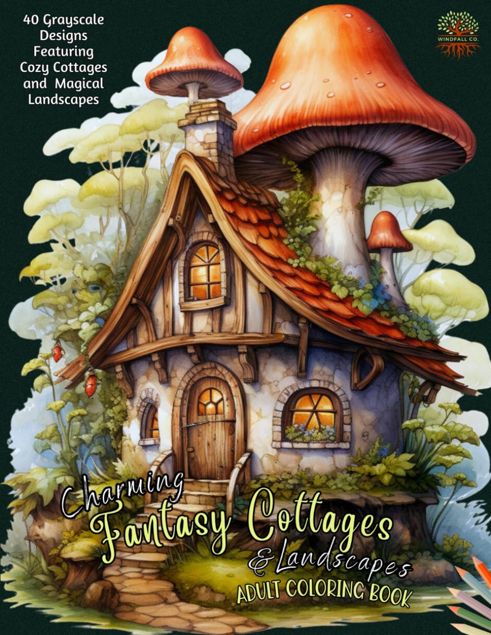 Amazon.com: Charming Fantasy Cottages & Landscapes Adult Coloring Book ...