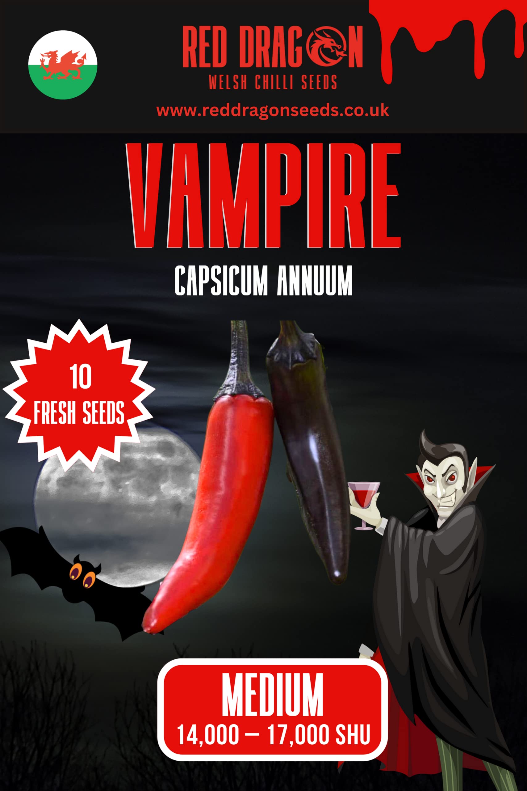 Vampire Chilli Seeds - 10 Fresh Black Vampire Pepper Seeds : Amazon.co ...