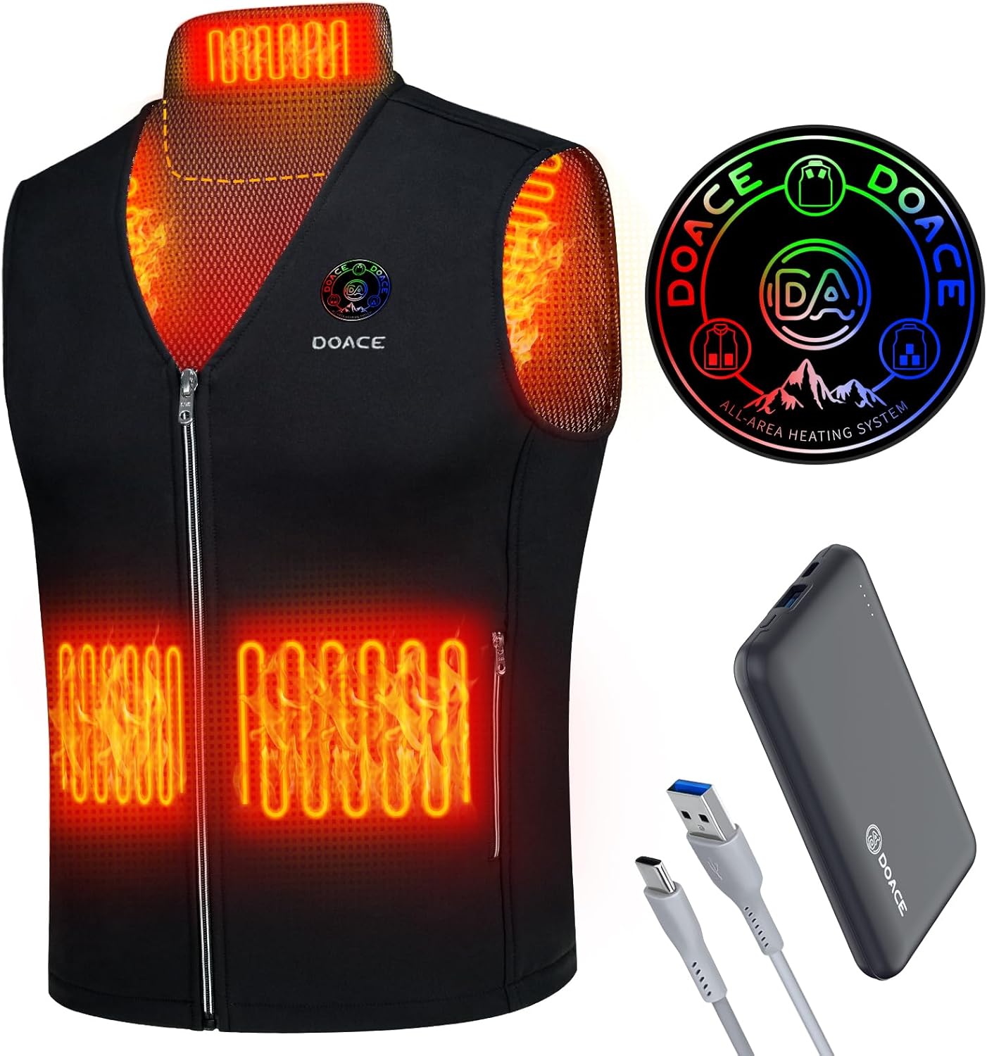 DOACE Heated Vest (Black, M) and Upgraded Battery 10000mAh… at Amazon ...