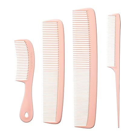 Amazon.com : Mars Wellness 4 Piece Professional Comb Set Peach Pastel ...