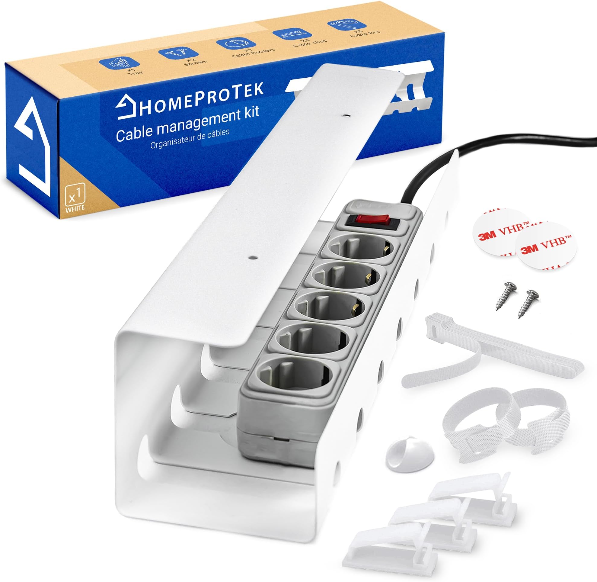Amazon.com: HOMEPROTEK Cable Tidy Cable Management 1 x White – Bracket ...