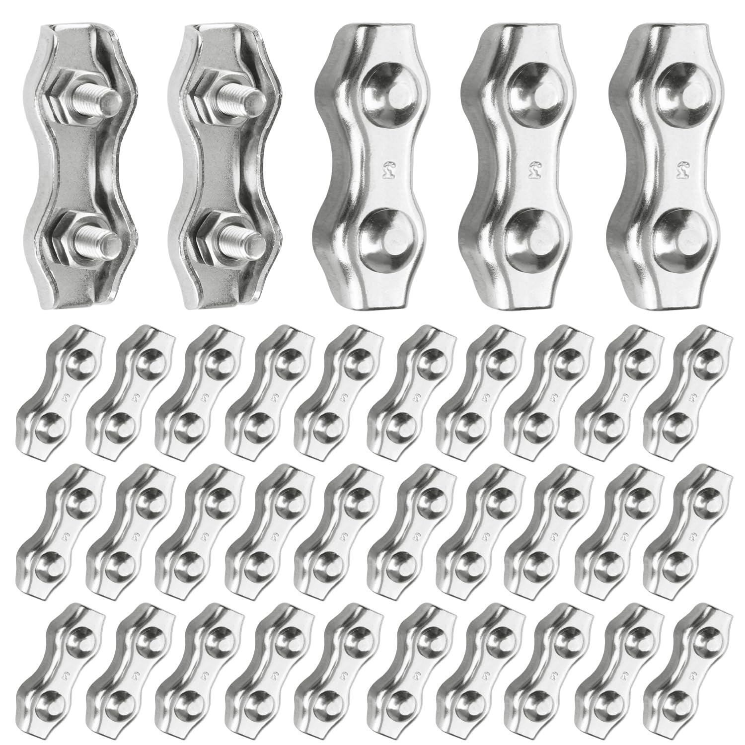 35 Pack M3 Stainless Steel Duplex 2-Post Cable Clamp, Wire Rope Clip ...