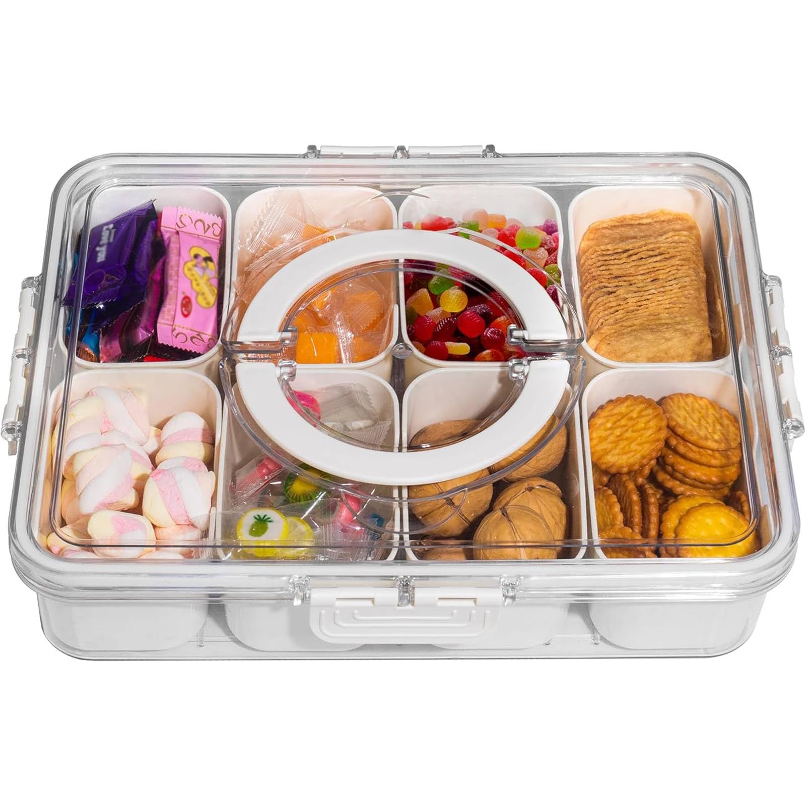 Snack Box with 8 compartments, Divided Serving Tray with Lid, Travel ...