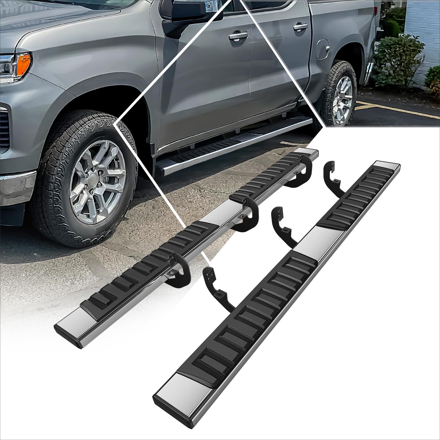 Amazon.com: [Pair] 6.75" Chrome Stainless Running Bords Side Step Bars ...