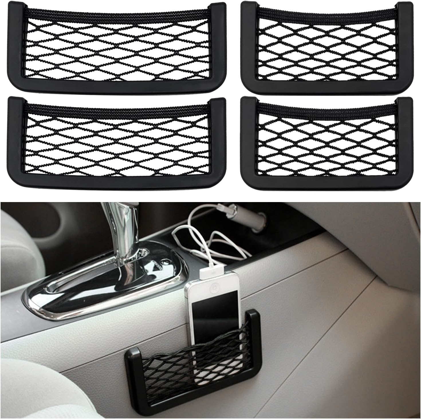 Amazon.com: Dickno 4 PCS Car Pocket Phone Net, Universal Seat Side ...