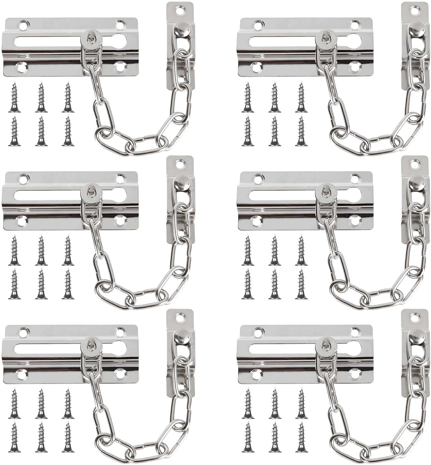 CYEAH Door Chain Lock Heavy Duty, 6 Pack Chain Lock Door Guard with ...