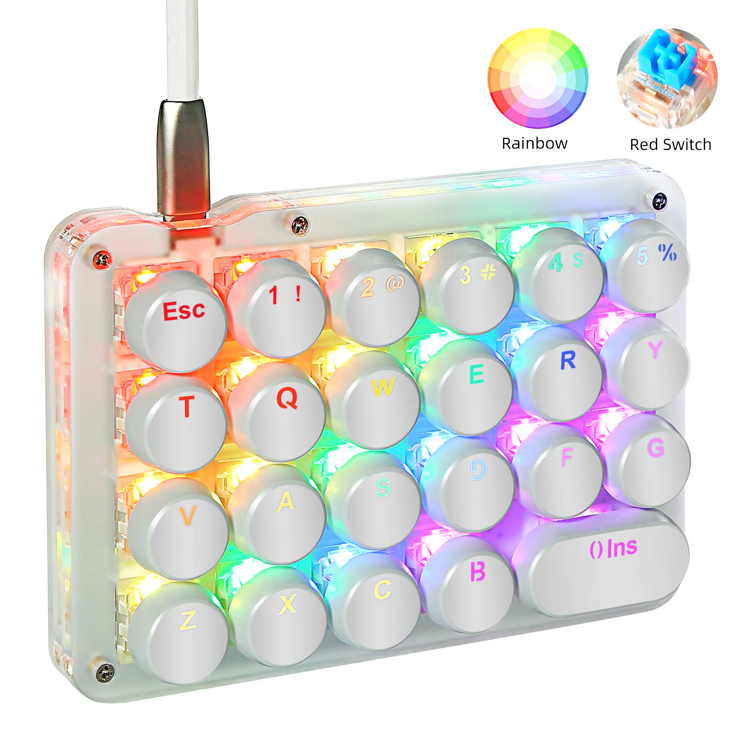 Buy Koolertron One Handed Macro Mechanical Keyboard, RGB LED Backlit ...