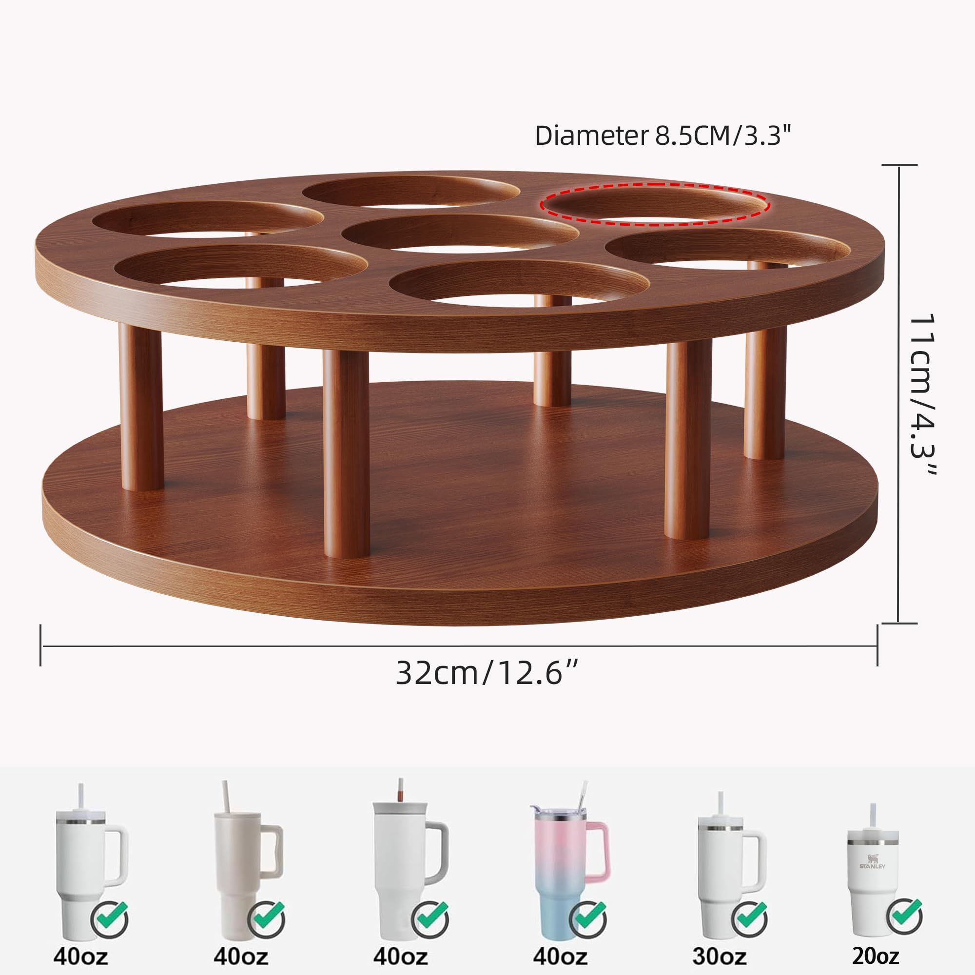 Snapklik.com : Stanley Cup Rotatable Tumbler Organizer 7 Slot Revolving ...