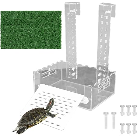 Amazon.com : VIKKSAER Turtle Basking Platform with Simulated Lawn ...
