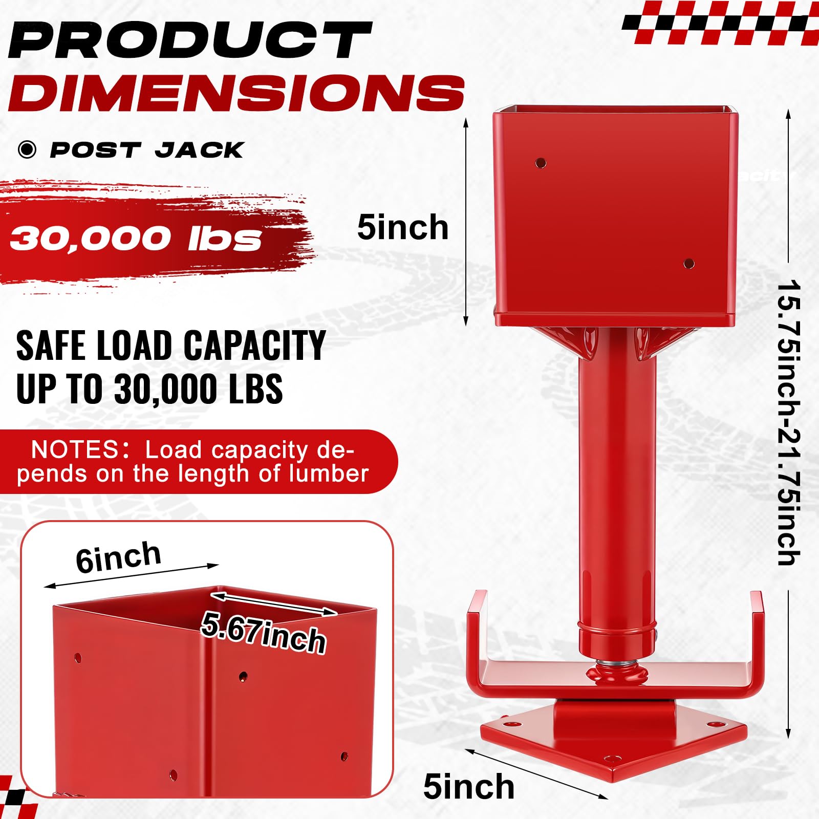Snapklik.com : 6x6 Adjustable Screw Jack Post, 15.8" - 21.8" Height ...