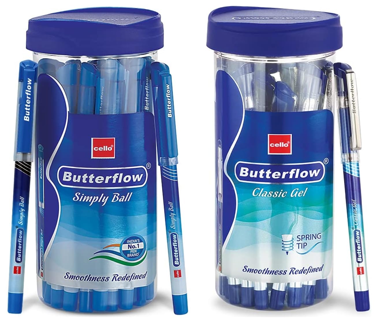 Cello Butterflow Classic Gel Pens | Jar of 20 Units |Gel pens Blue ...
