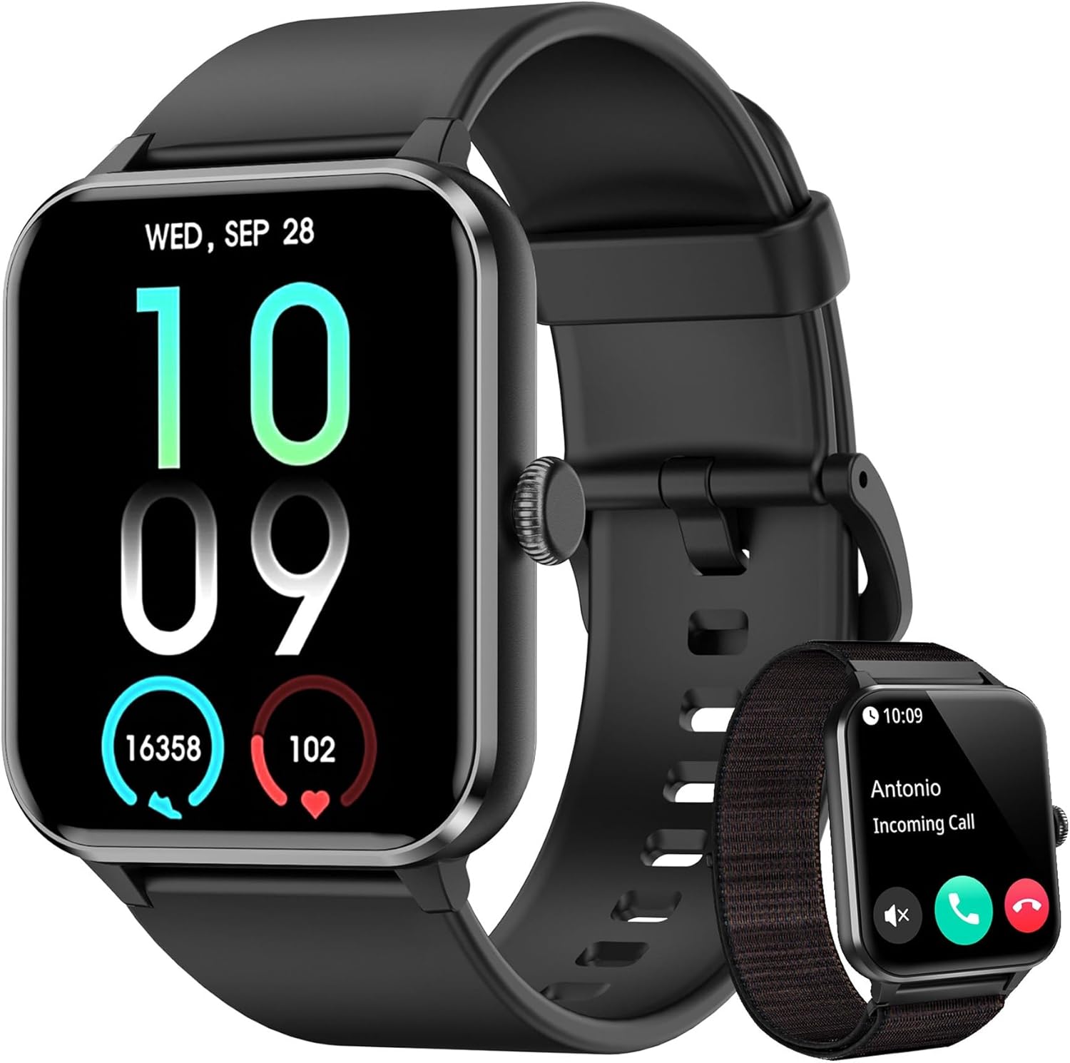 IOWODO Smart Watch for Men Women, Voice Assistant 1.85"Fitness Watch ...