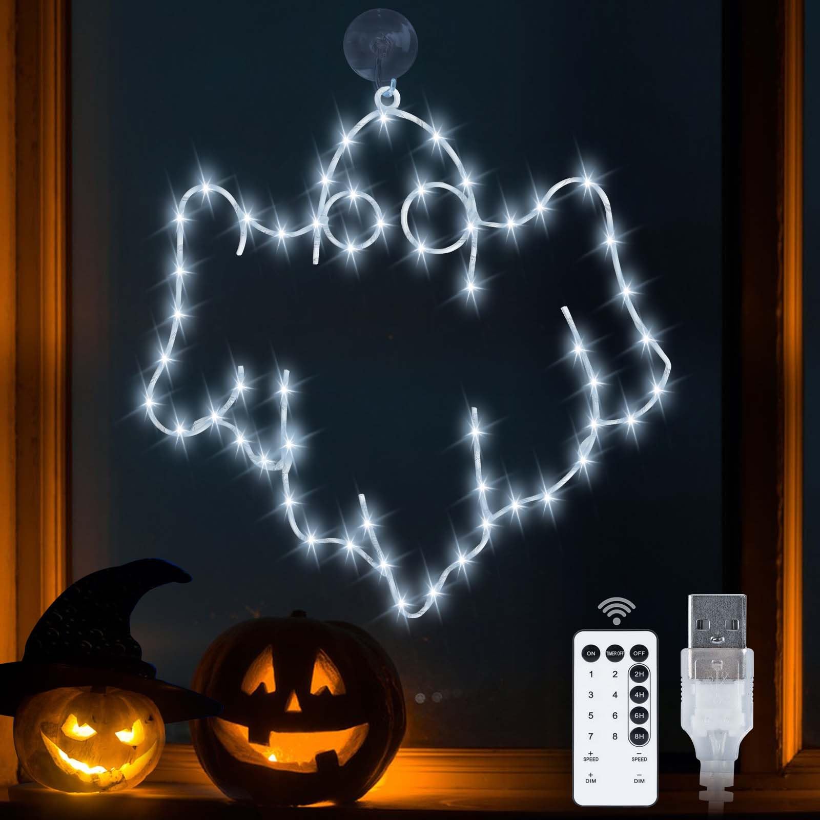 Amazon.com: DONSAJI Halloween Decorations Ghost Window Lights, 12.6 ...