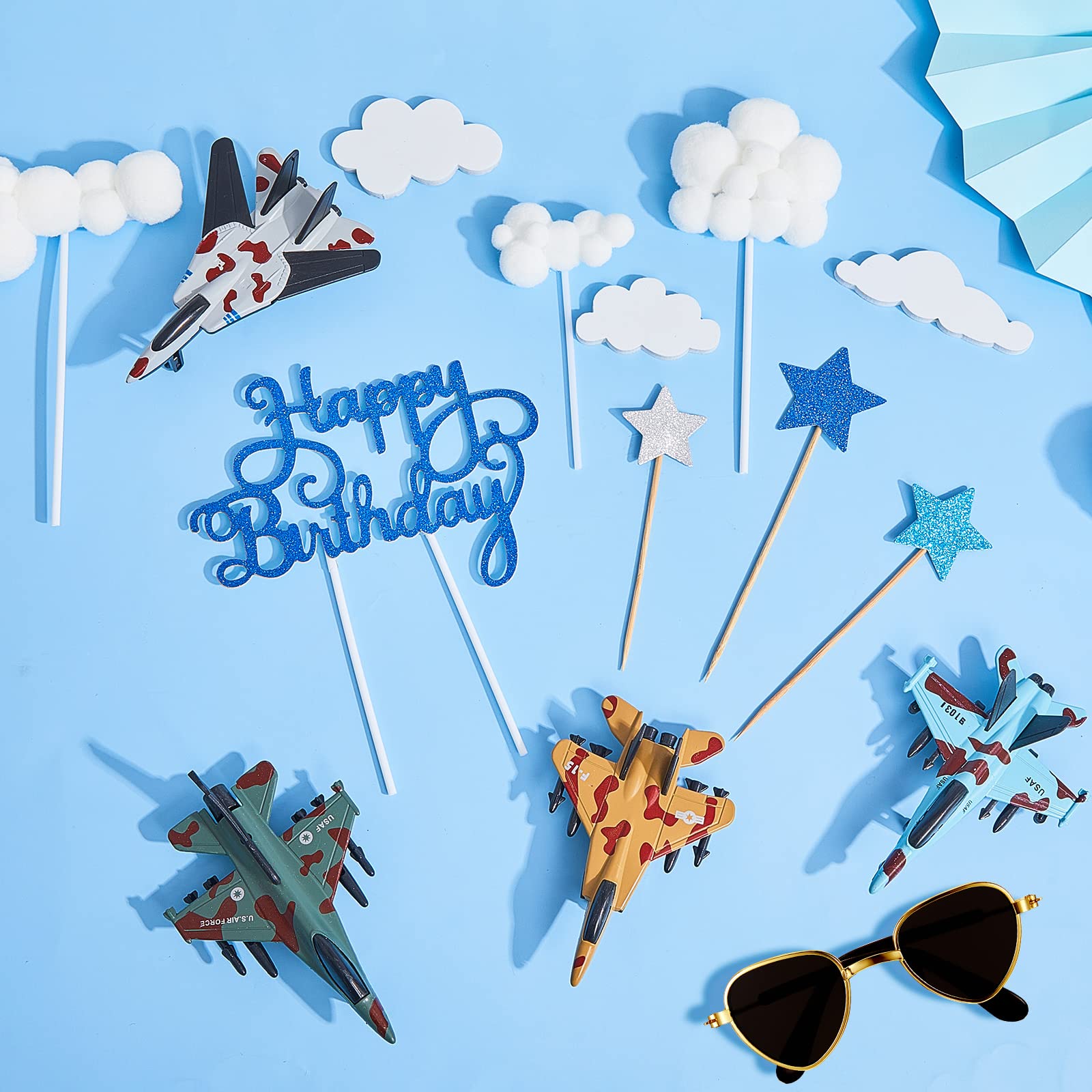Snapklik.com : 24 Pack Aircraft Happy Birthday Cake Decoration Air ...