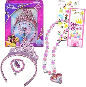 Amazon.com: Disney Princess Toy Tiara and Jewelry for Girls - 4 Pc ...