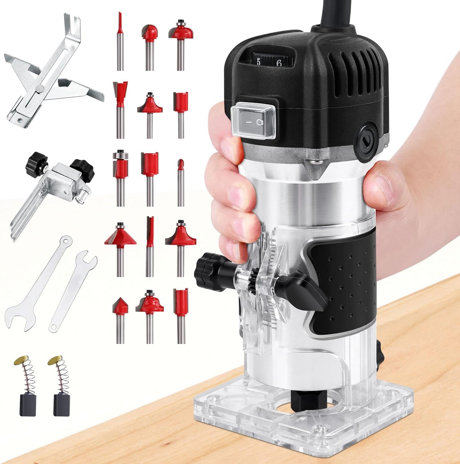 Router Madera, 800W 30000RPM Fresadora para Madera con 15Pcs Brocas ...