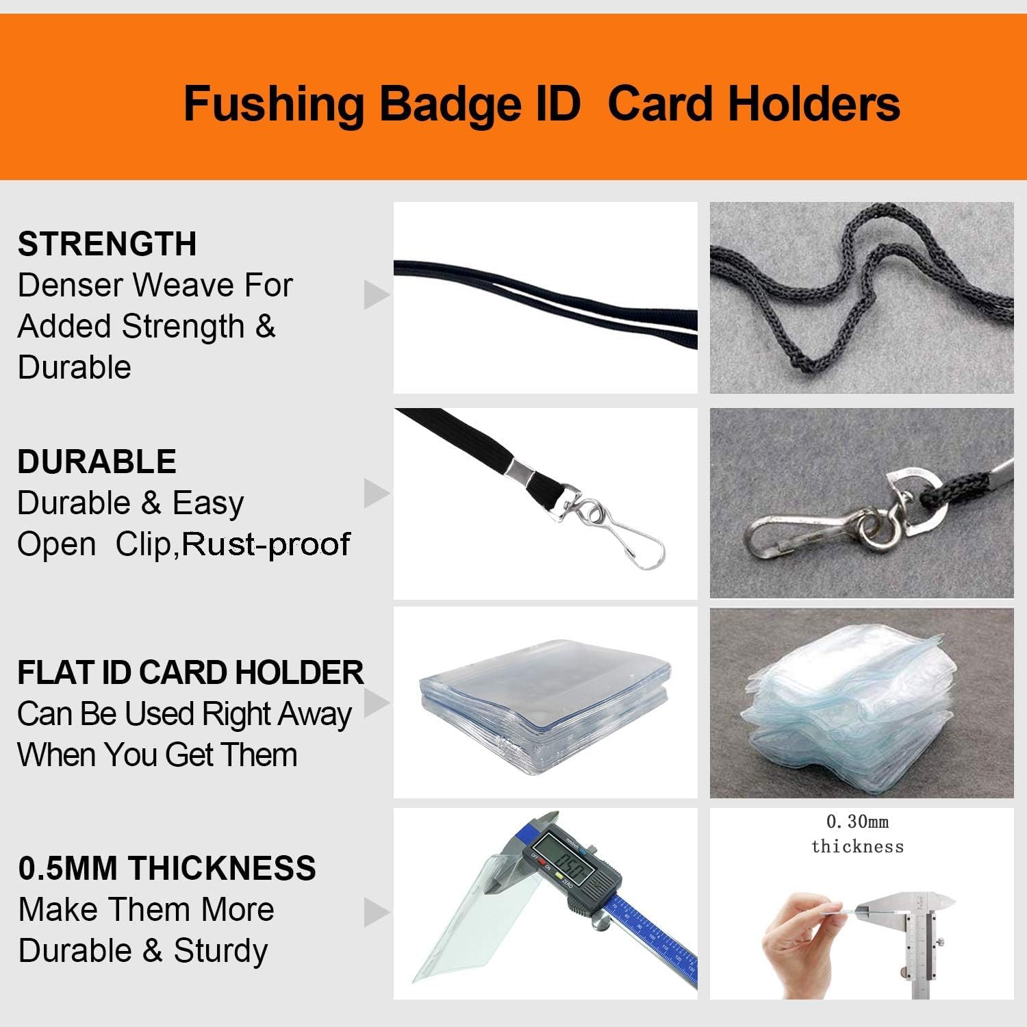 Fushing Clear Plastic Horizontal Name Tags Badge ID Card Holders and ...