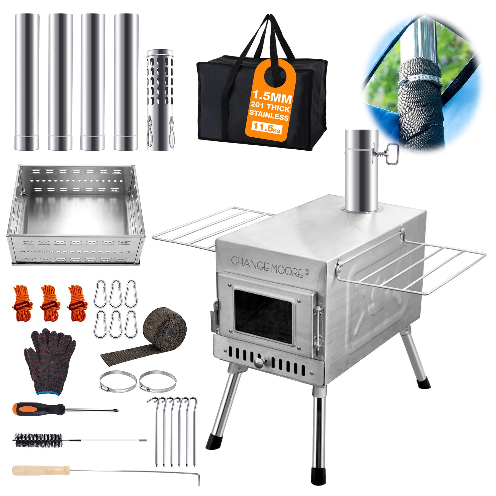 Amazon.com: CHANGE MOORE Outdoor Sauna Hot Tent Stove, 1.5mm Premium ...