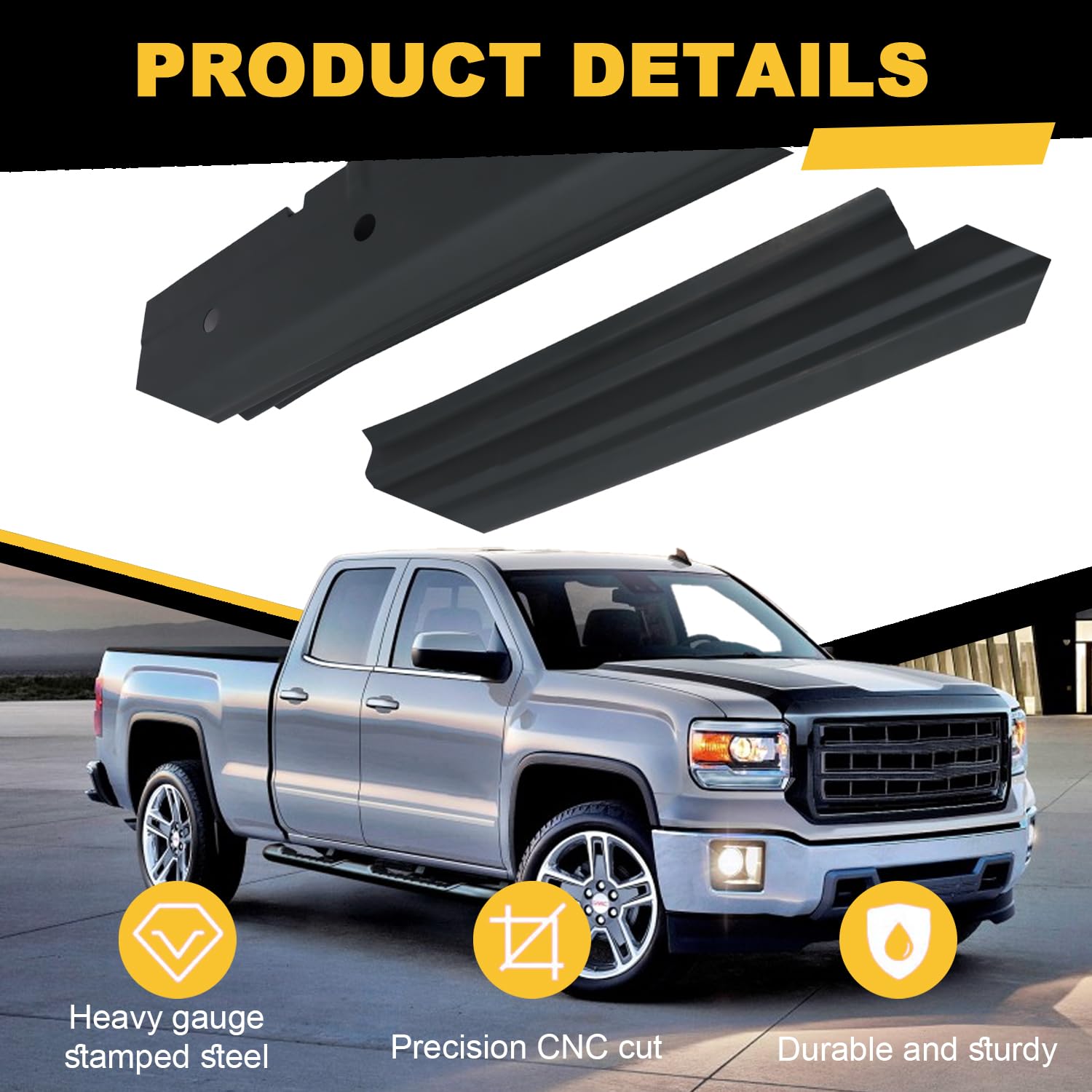 Snapklik.com : Rocker Panel Cab Corner Kit Fit For 2014-2018 Chevy ...