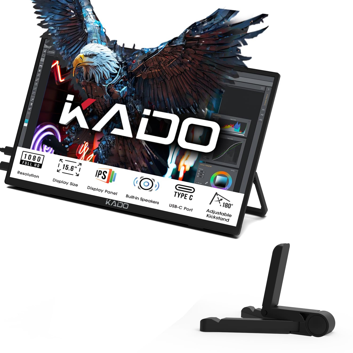 Amazon.com: Kado Portable Monitor 15.6'' FHD 1080p Ergo Stand Set ...