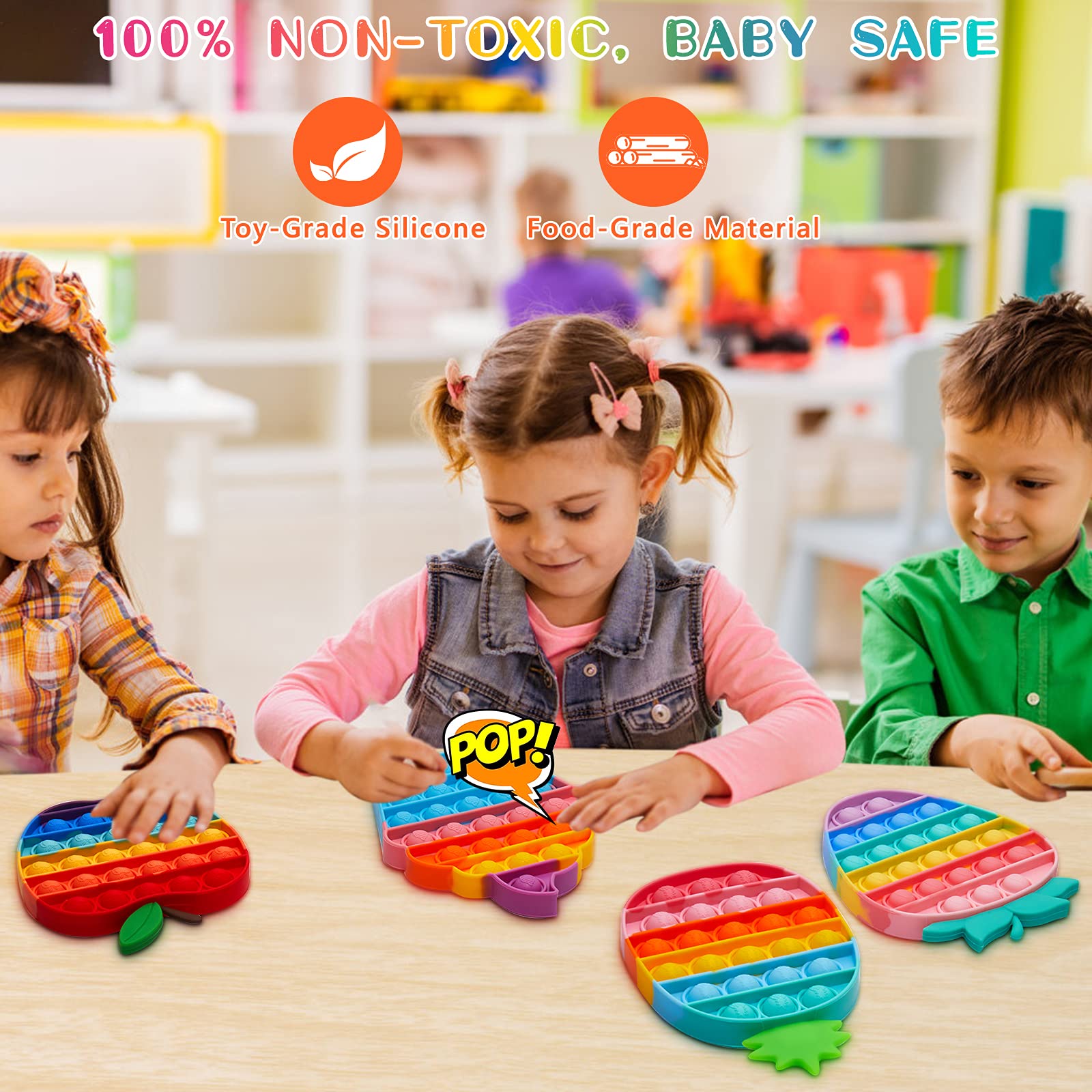 Snapklik.com : Luminest 4 Pack Rainbow Pop Fidget Toys, Its Poppers Bubble