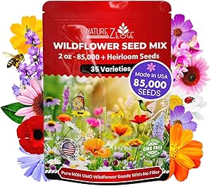 Amazon.com : NatureZ Edge Wildflower Seeds Mix – 2 Oz, 85,000 Seeds, 35 Variety Perennial ...