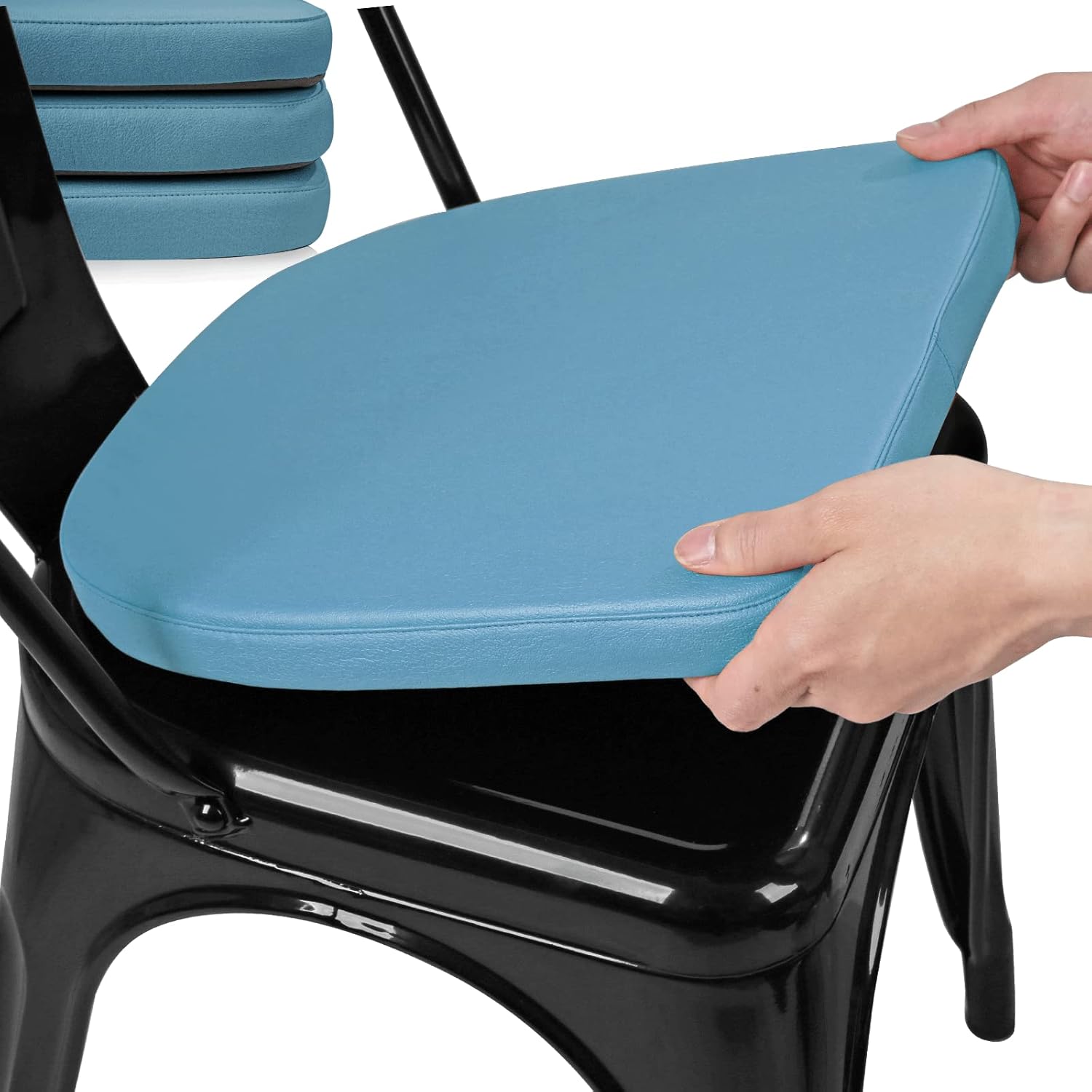 Amazon.com: SINOSSO Modern Faux Leather 14" Metal Chair Cushions Set of ...