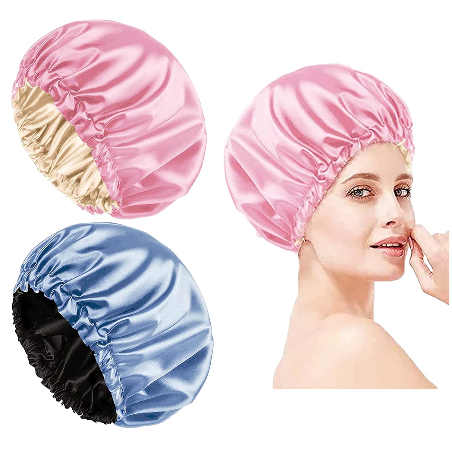 Amazon.com : 2 PCS Satin Bonnet Silk Bonnet for Sleeping, Adjustable ...