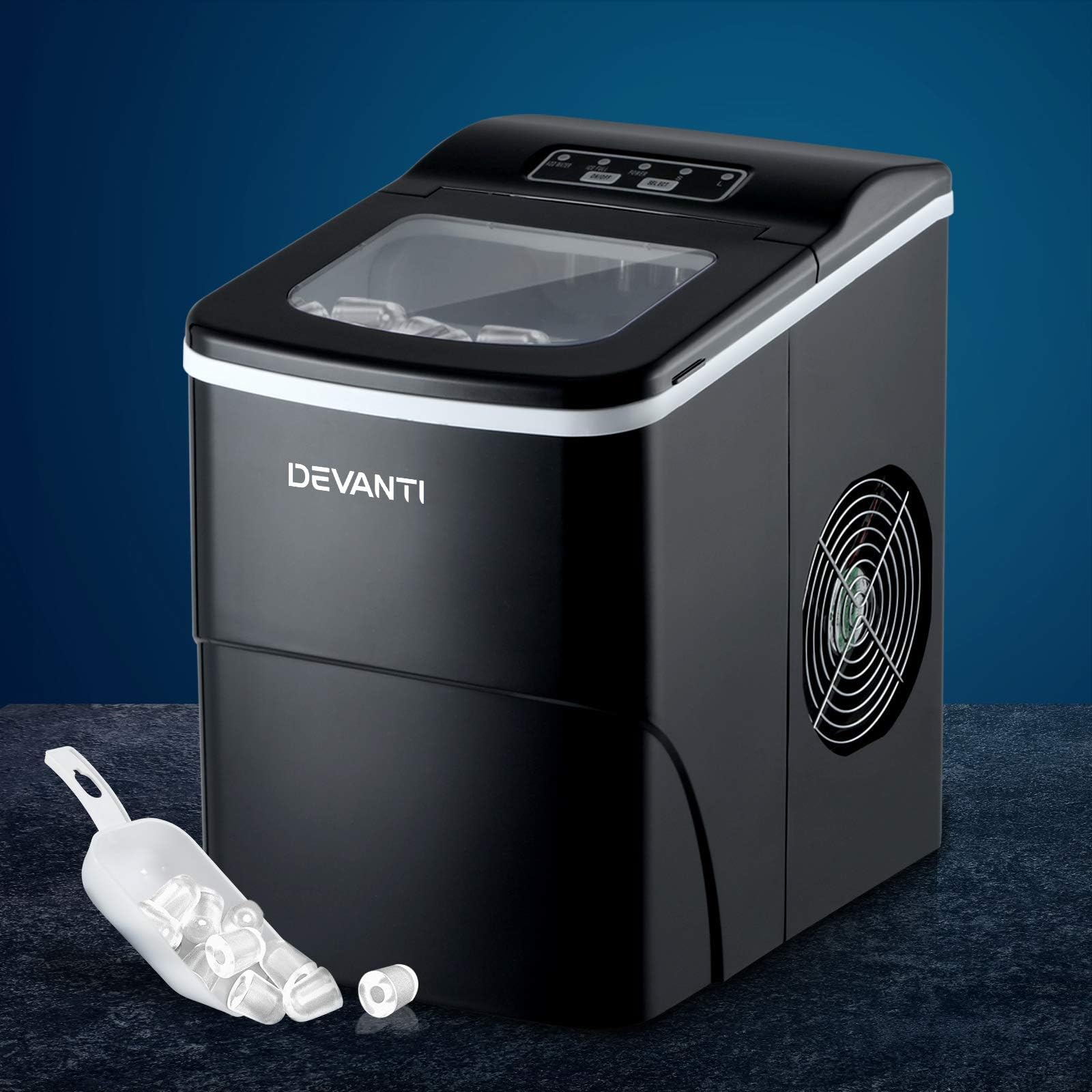 Devanti Ice Maker Machine, 2L 12KG Stainless Steel Portable Countertop ...
