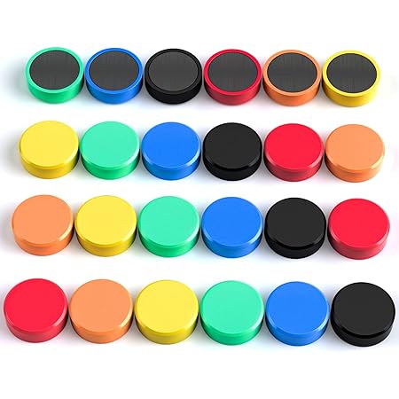 Amazon.com : Officemate Round Plastic Covered Magnets - Durable ...
