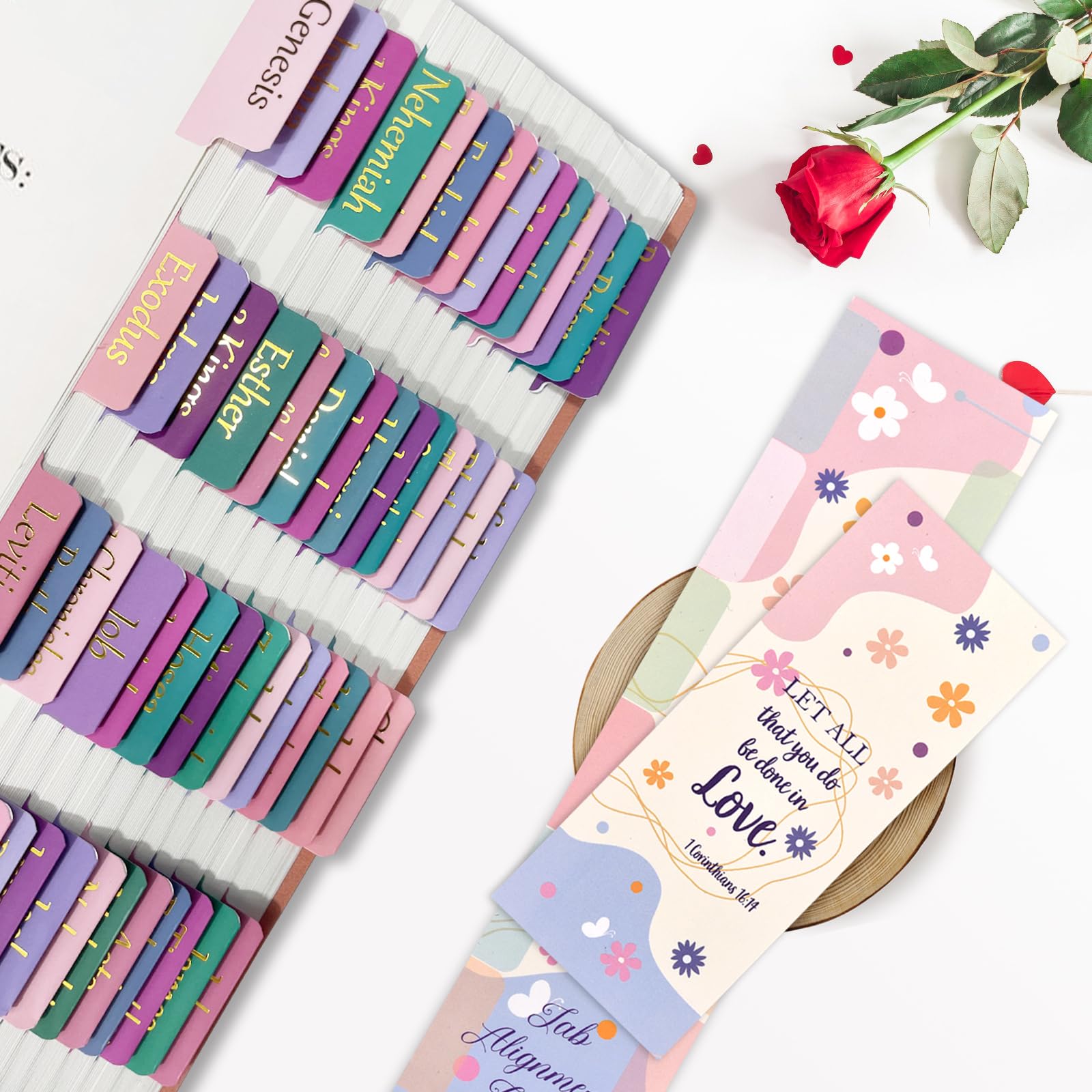 Snapklik.com : Gold Foil Purple Bible Tabs, 100 PCS Large Print ...