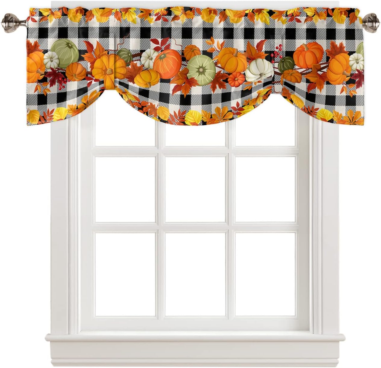 Amazon.com: EwdeWwo Thanksgiving Tie Up Valances for Windows, Pumpkin ...