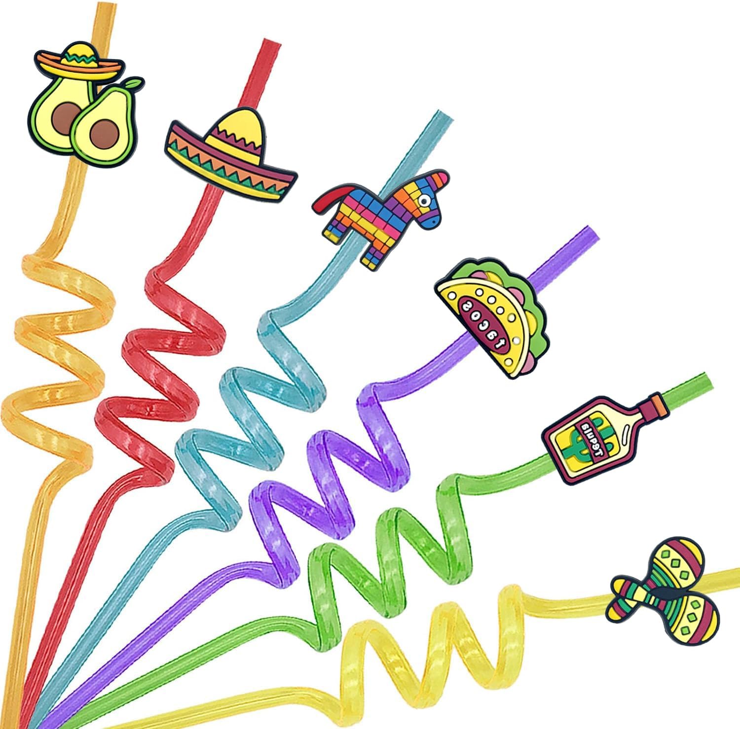 Amazon.com: 24 Pieces Fiesta Straws Cinco De Mayo Party Favors Reusable ...