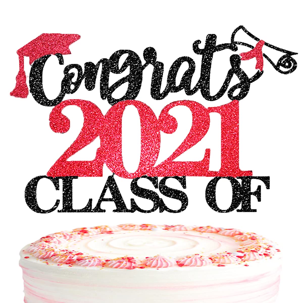 Buy Red Black Glitter Class of 2021 Cake Topper.2021 Graduation Cake ...