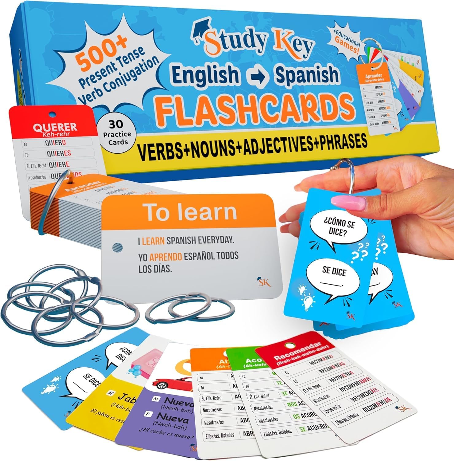 500+ English-Spanish Flash Cards for Adults and Kids 15+, Verb ...