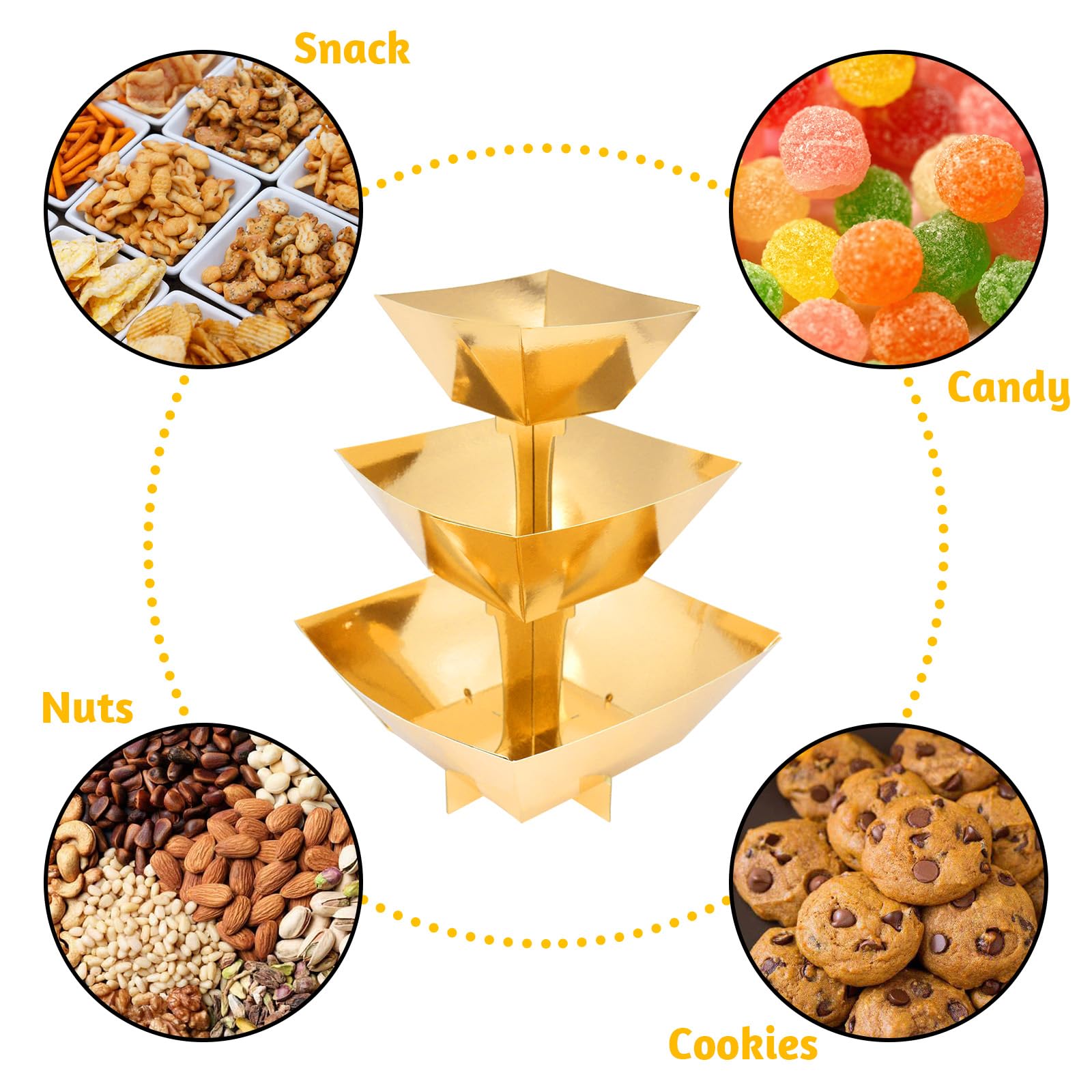 Snapklik.com : 3 Tier Gold Snack Bowl Stand Cardboard Cupcake Stand ...