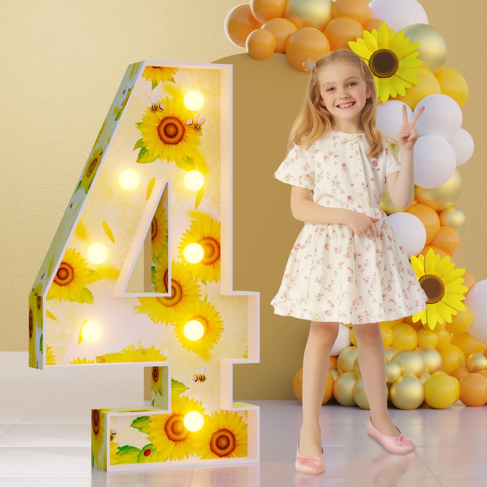 Snapklik.com : Marquee Numbers Sunflower Birthday Decorations: 3ft ...