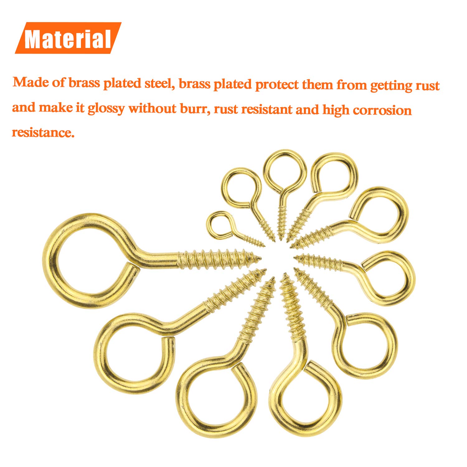 Snapklik.com : 200 Pieces 2# Screw Eyes, Screw In Eye Hooks, Metal ...