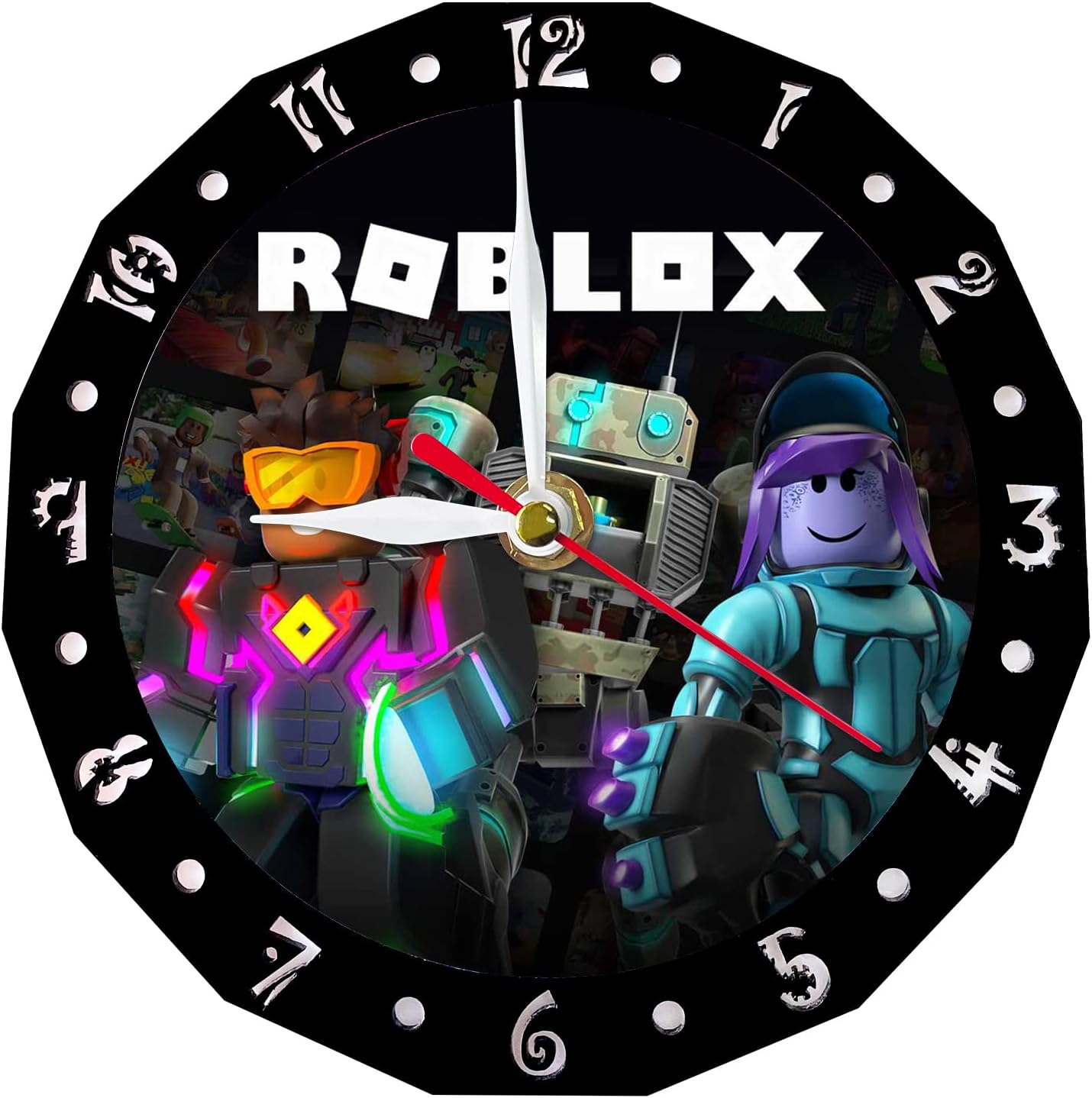 Bonamana Roblox Wall Clock Desk Clock for Kids Anime Design Round ...
