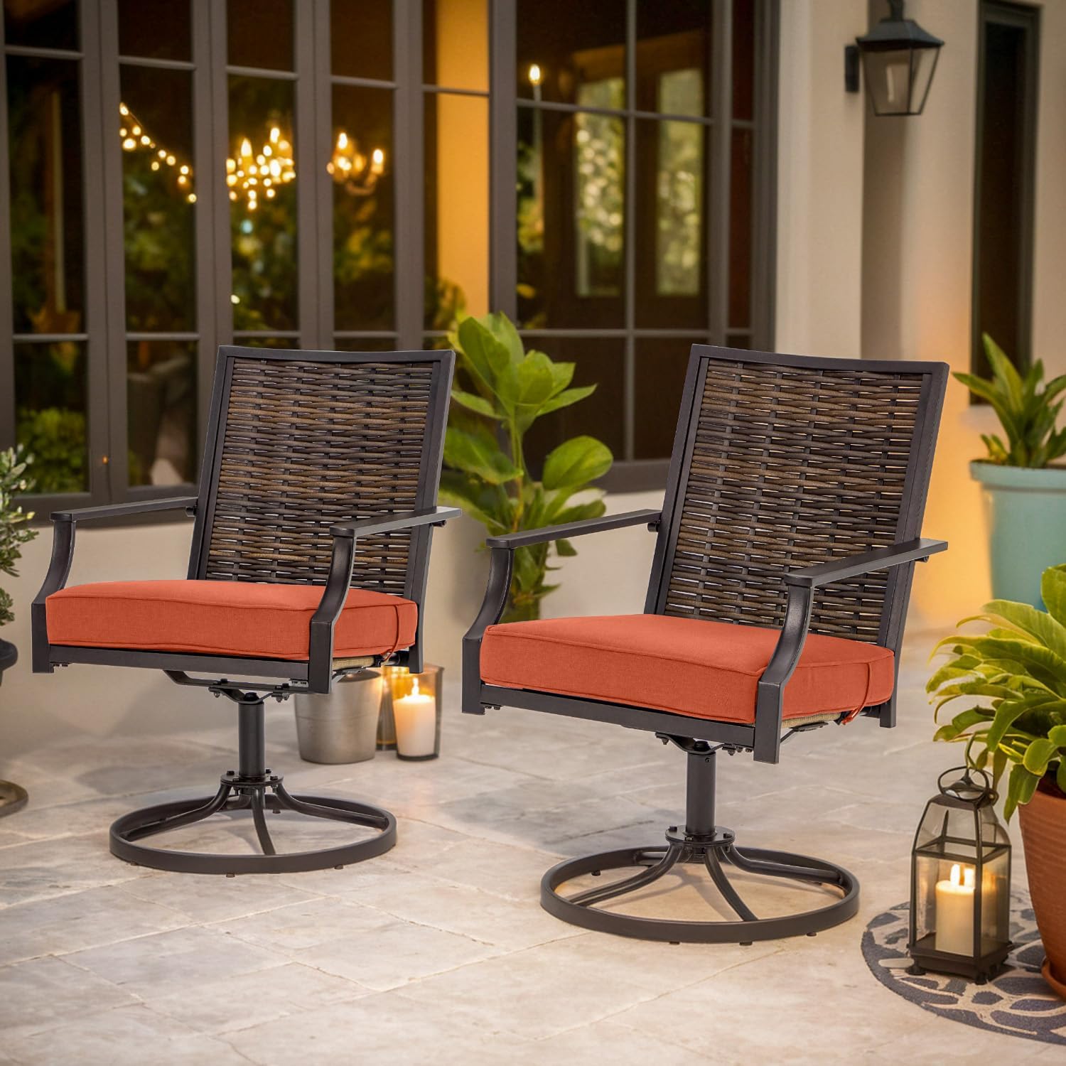 Amazon.com: EROMMY Patio Swivel Chairs Set of 2, Heavy Duty Outdoor ...