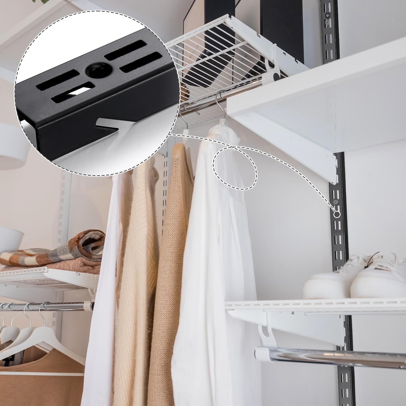 Snapklik.com : MorningRo 6 Pcs 47.5 Inches Shelf Rails Bracket Track ...