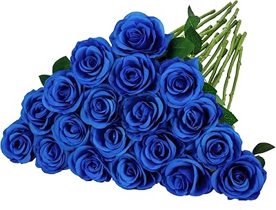 Amazon.com: Tifuly Royal Blue Roses Artificial Flowers -12 pcs ...