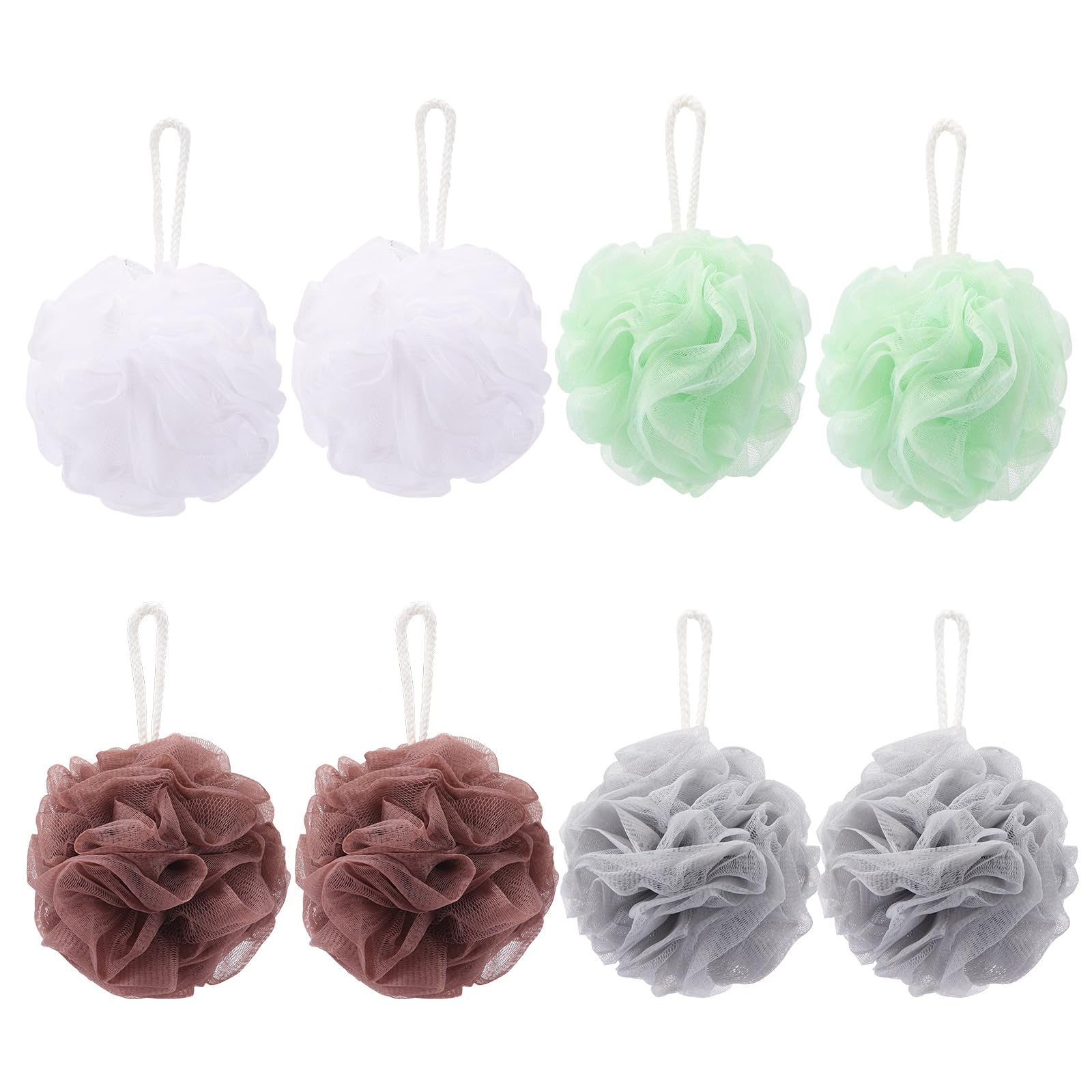 8 Pack Mesh Pouf Bath Sponge - Mesh Loofah Body Exfoliating Shower Ball ...