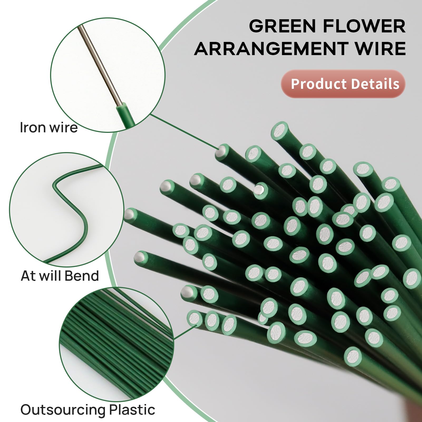 Snapklik.com : Floral Wire Stems, 60 Pack Flower Stems, 2 Gauge Green ...