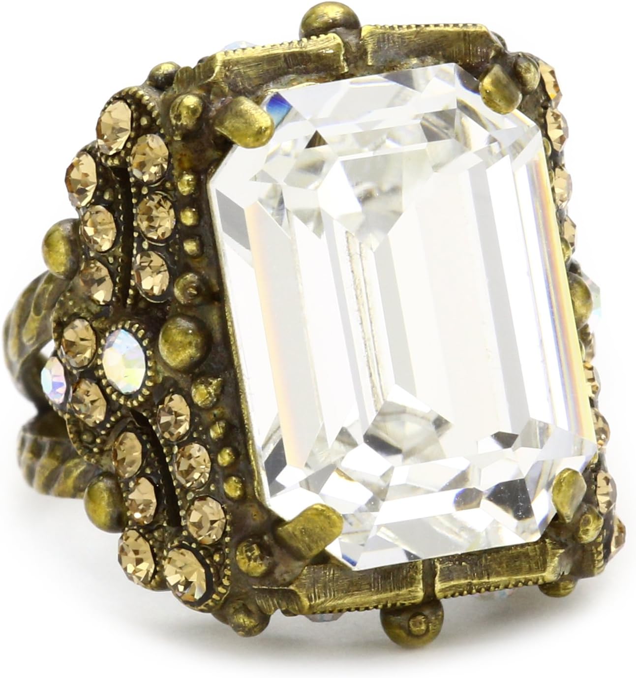 Amazon.com: Sorrelli "Stardust" Emerald-Cut Clear and Light Gold ...