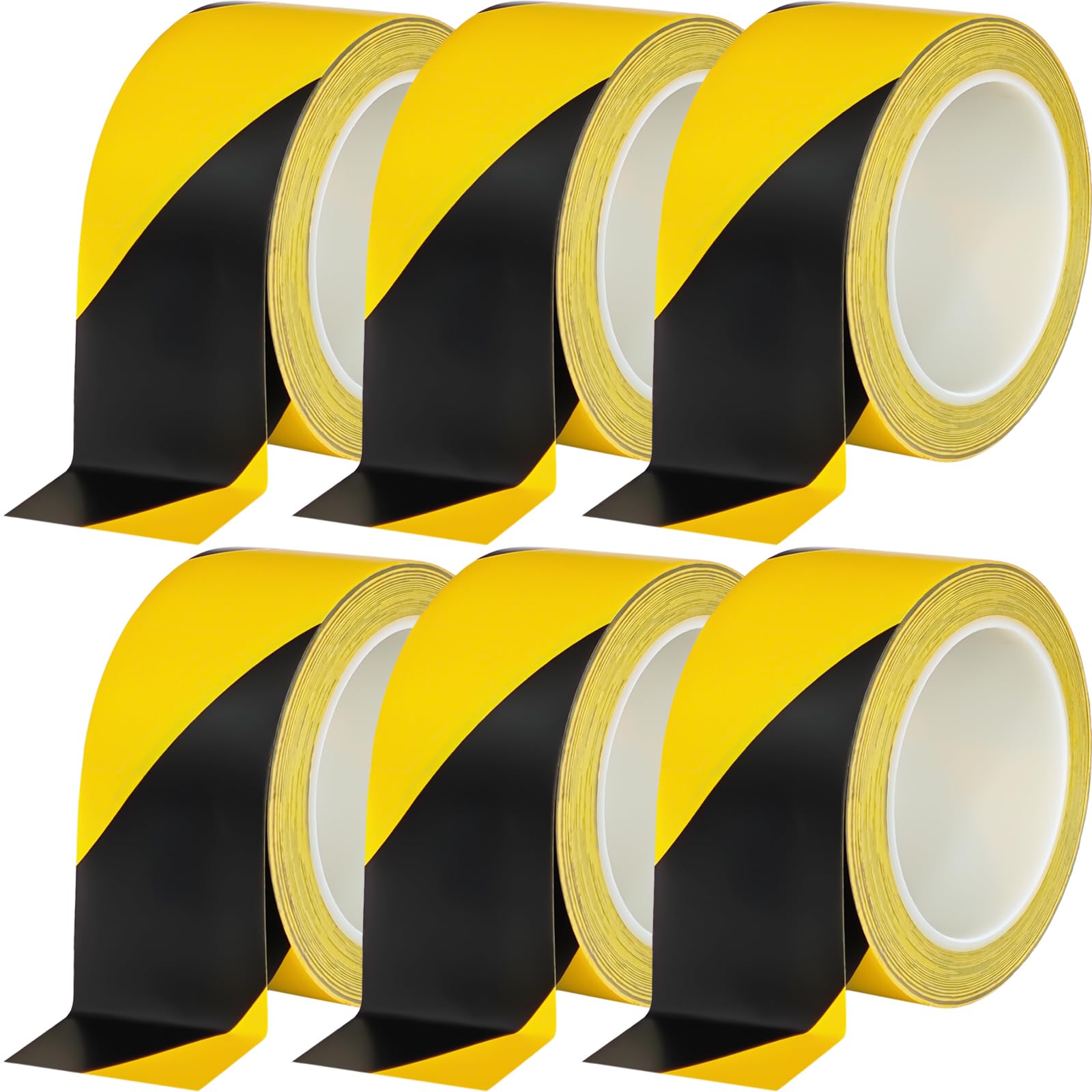 Buy 6 Rolls Black and Yellow Hazard Warning Safety Tape 2 Inch x 108 ...