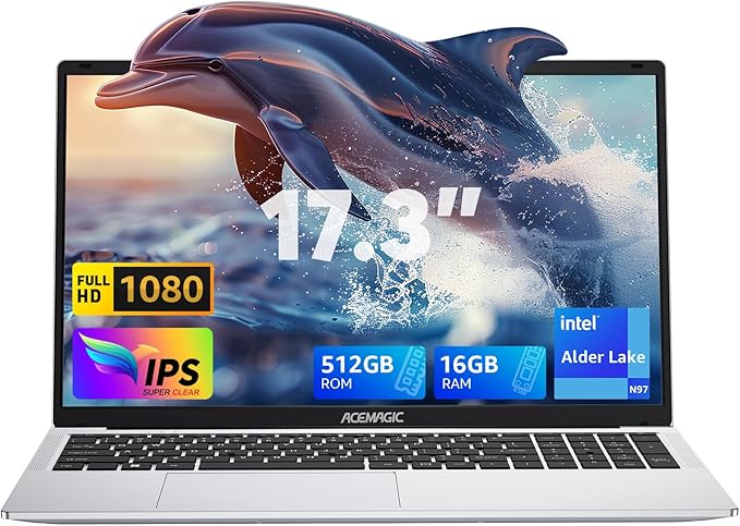 ACEMAGIC 2024 Newest 17 inch Laptop 16GB DDR4 512GB SSD with Quad-Core ...