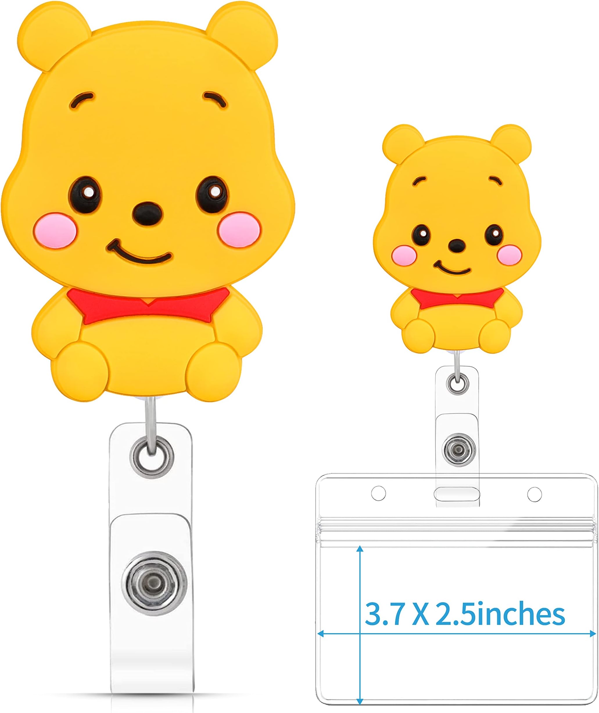 Amazon.com : 2 Pack Cute Bear Badge Reel,Retractable Badge Reel with ...