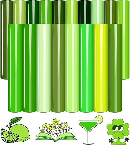 Amazon.com: Tintnut Green HTV Heat Transfer Vinyl - 18 Sheets 12" x 10 ...